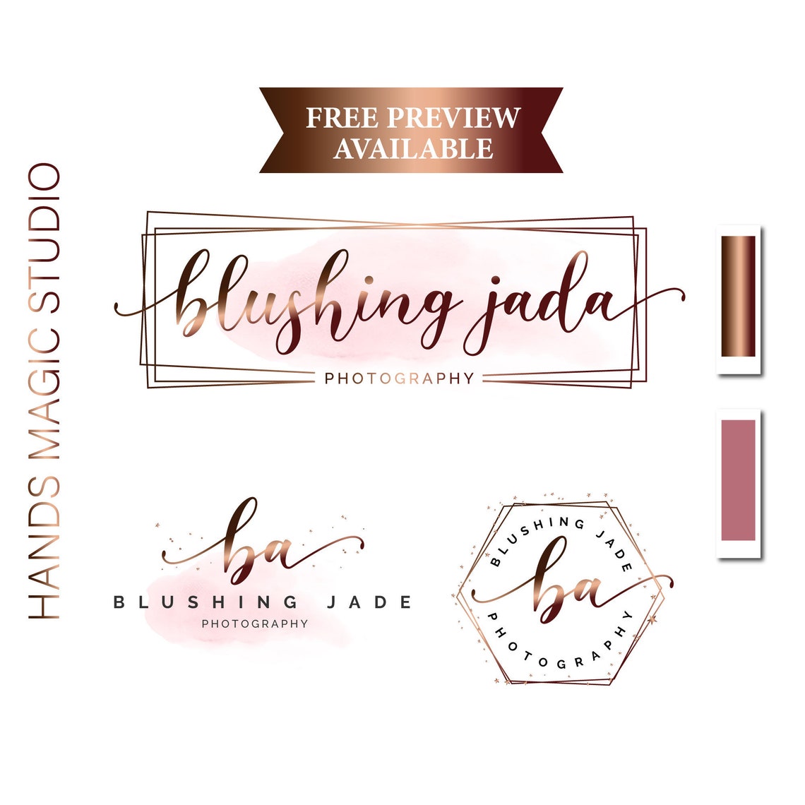 Bronze Rose Gold Premade Logo Design. Blush Logo Design - Etsy