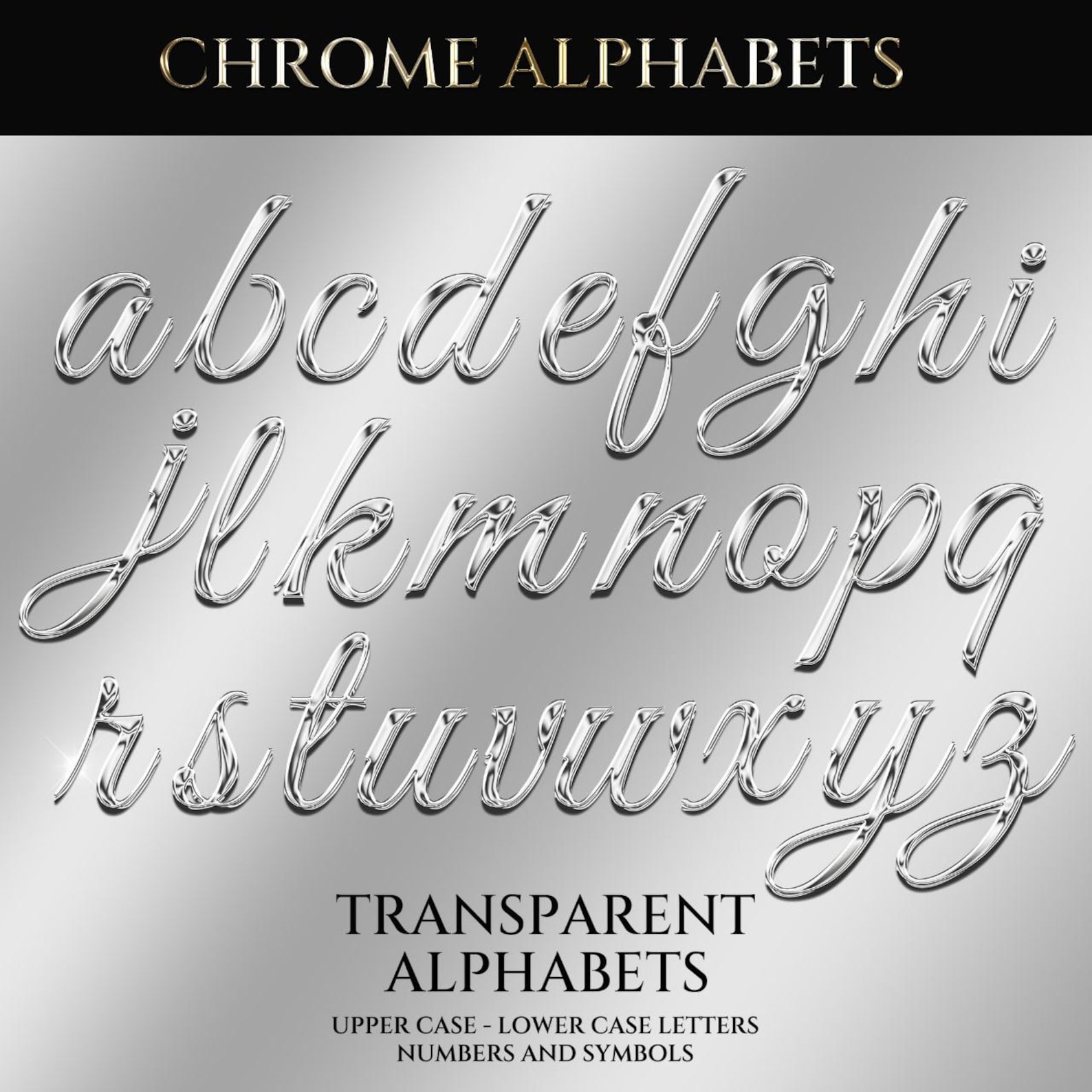 Digital Transparent Silver Alphabets, Silver Script Font Letters ...