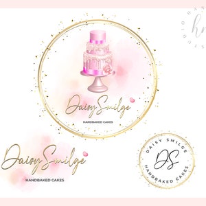 Pink and Gold Glittery Cake Logo Design, Bakery Logo, Baking Logo ...