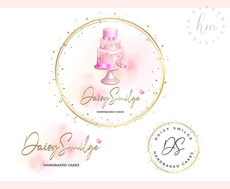 Pink and Gold Glittery Cake Logo Design Bakery Logo Baking - Etsy