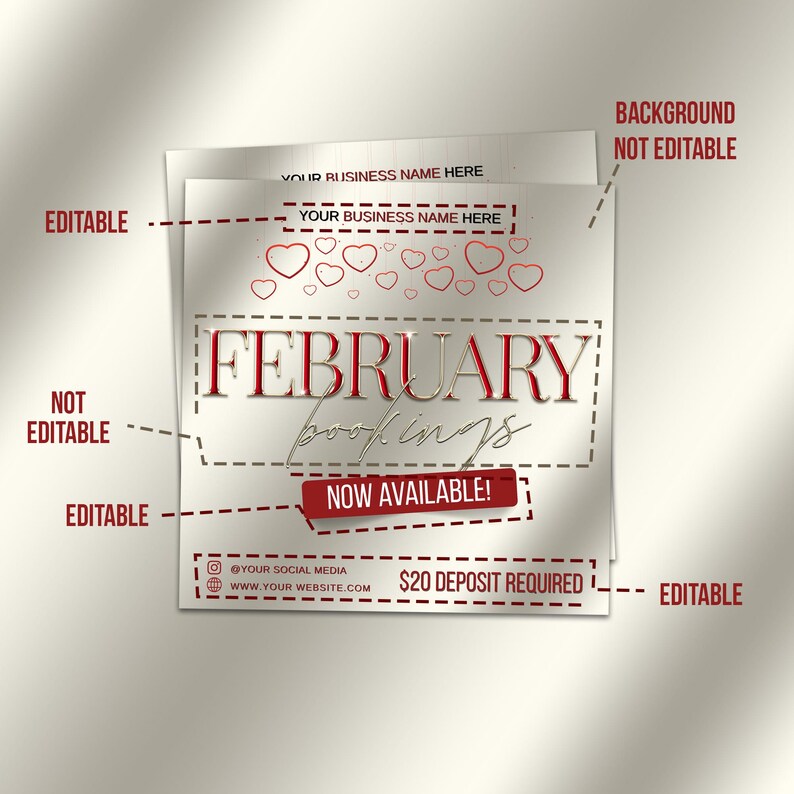 Editable February Booking Canva Flyer Template, Salon Flyer, Social ...