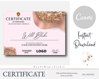 Rose Gold Certificate - Etsy