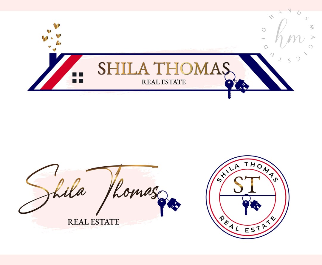 Modern Blue and Red Real Estate Logo Design, Property Agent Logo, House ...