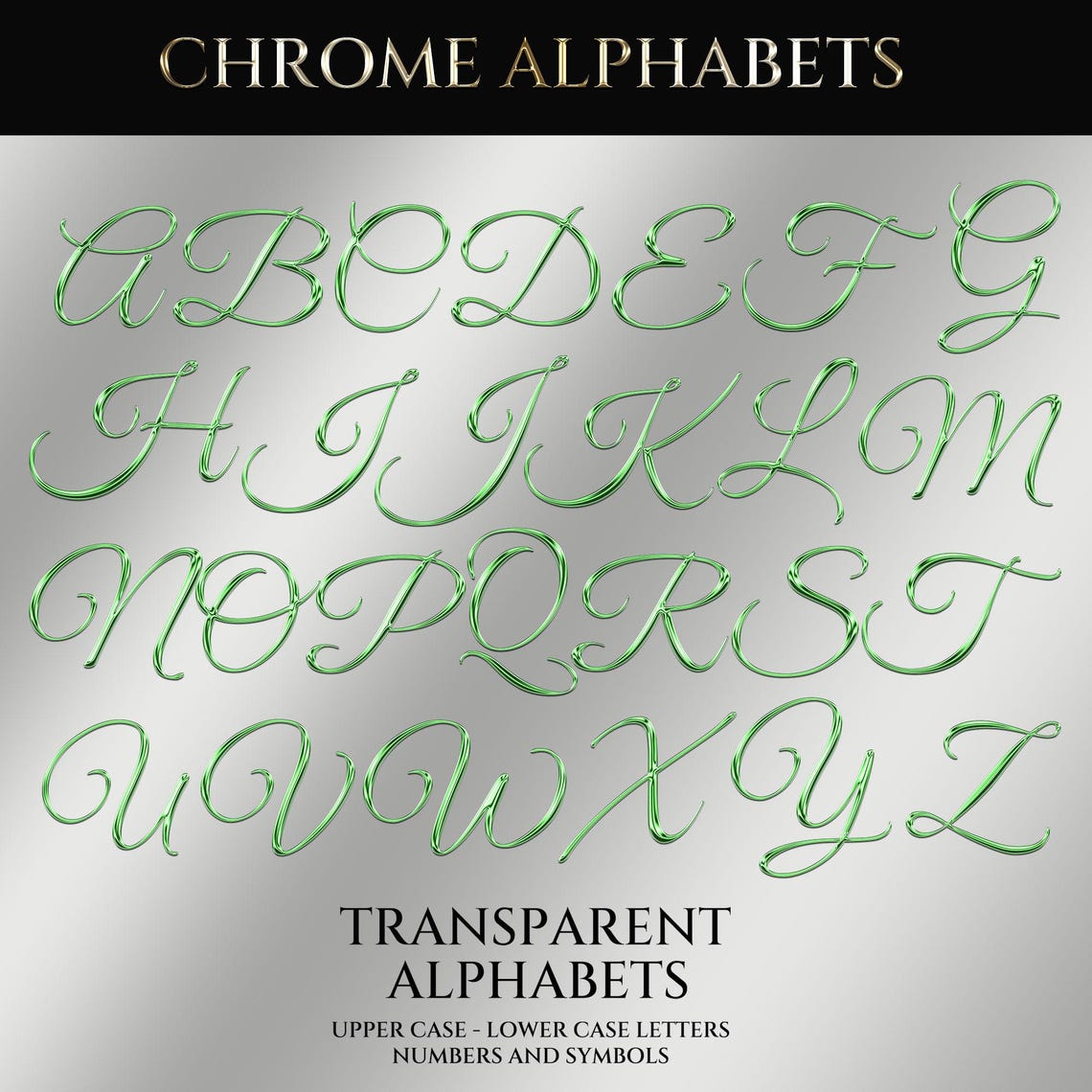 Shiny Lime Green Cursive PNG Letters, Transparent Alphabets, DIY Logo ...