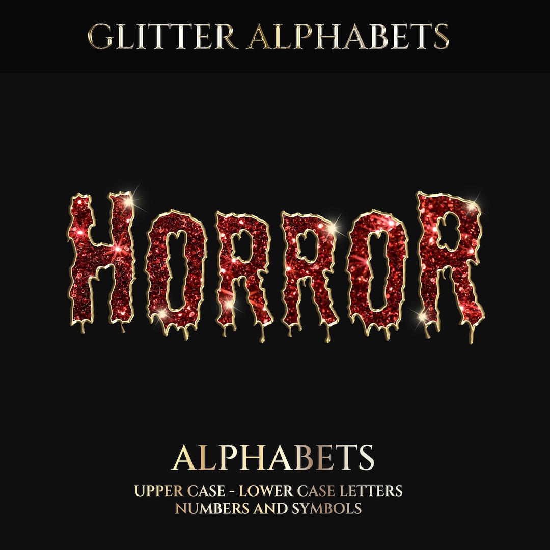 Halloween Red and Gold Glittery Transparent Letters, Horror Font ...
