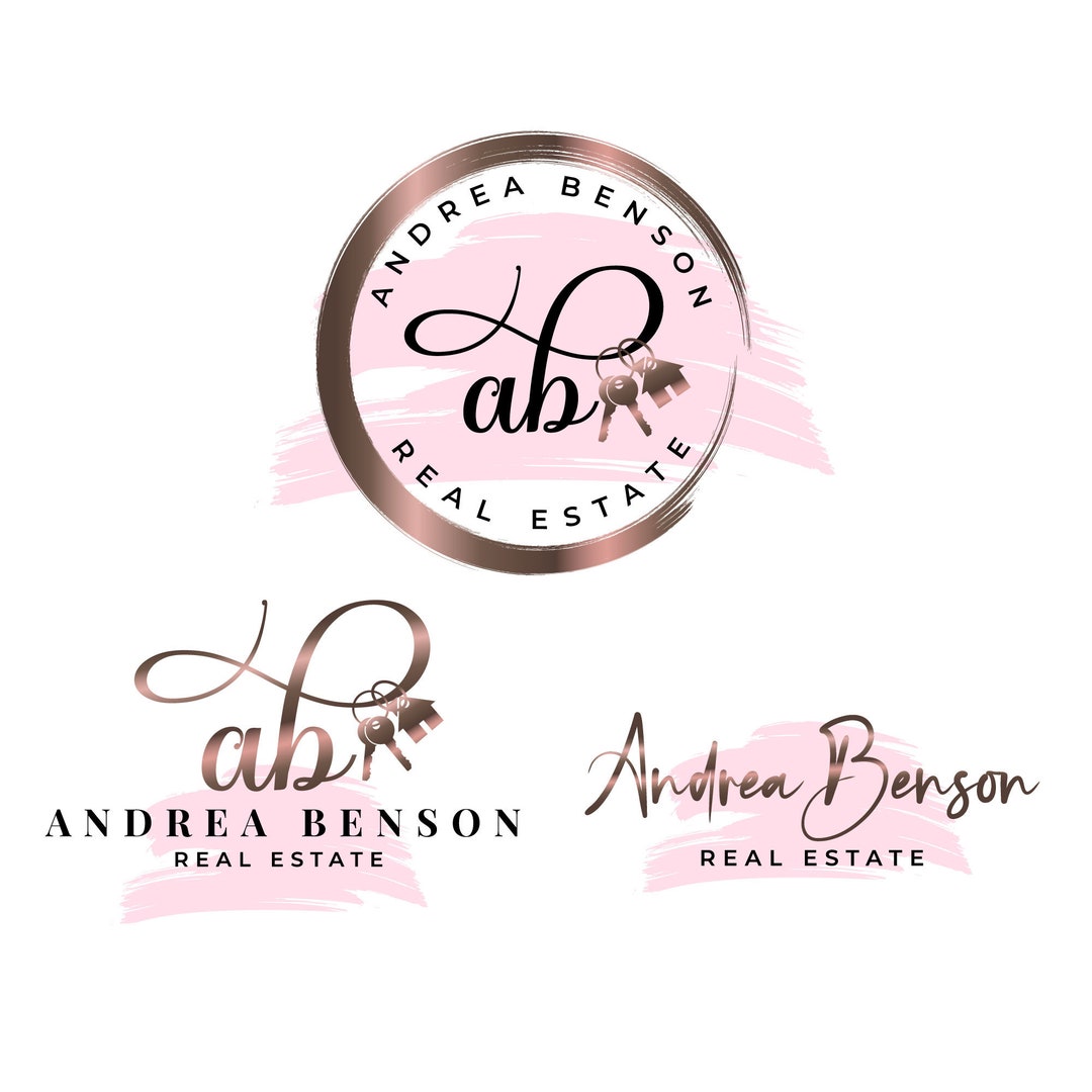 Premade Bronze Rose Gold Watercolor Metallic Real Estate Logo - Etsy