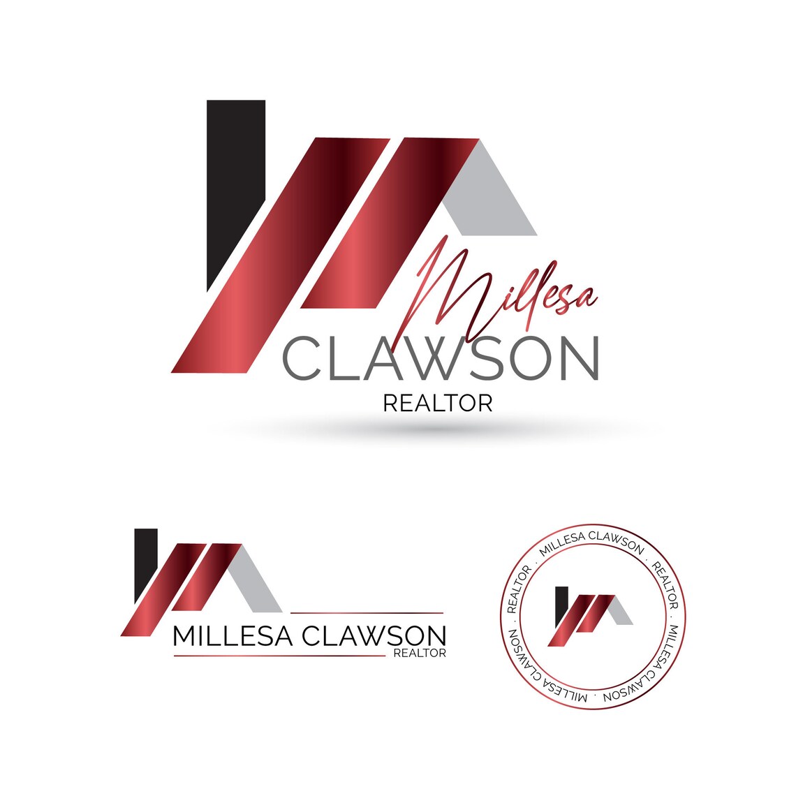 Premade Red Metallic Realtor Logo Real Estate Logo Red Real | Etsy