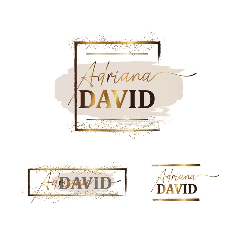 Gorgeous Gold Glittery Metallic Logo Set Branding Beauty - Etsy