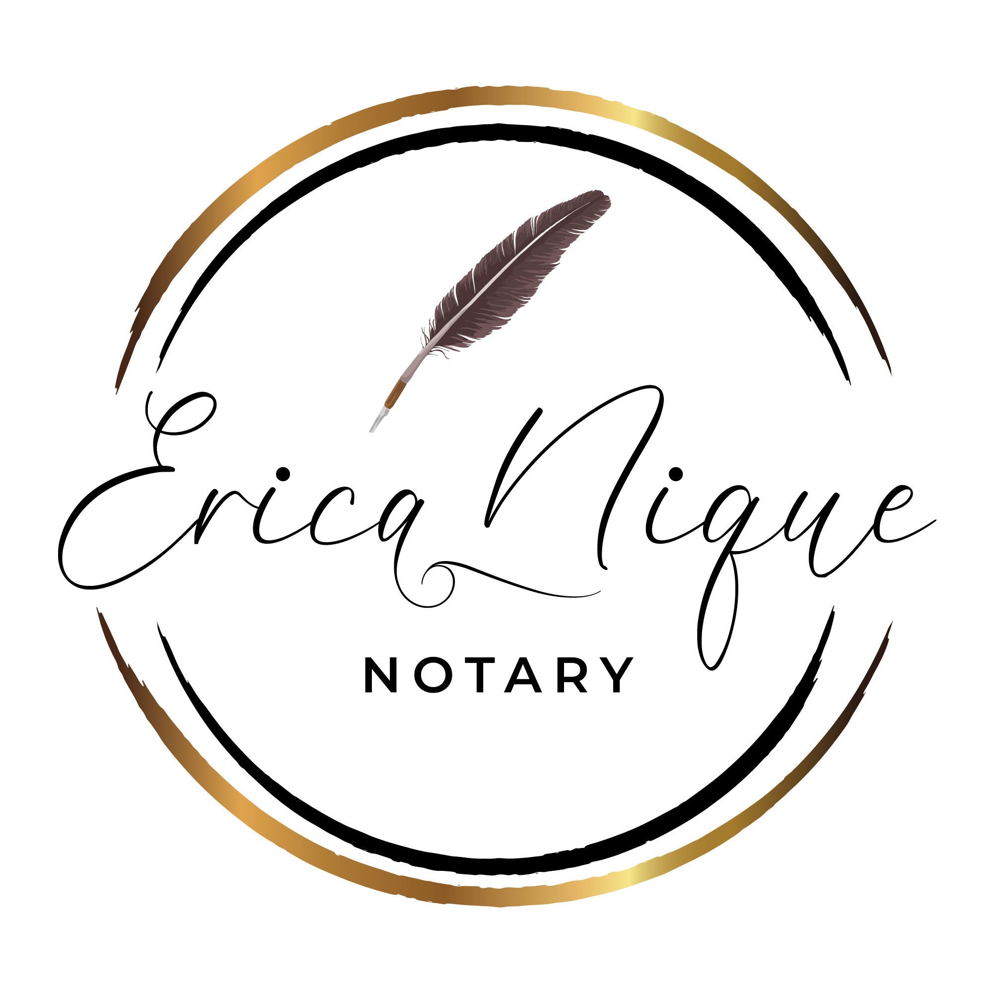 Digital Beautiful Blush and Gold Notary Feather Logo Design, 24 HOURS ...