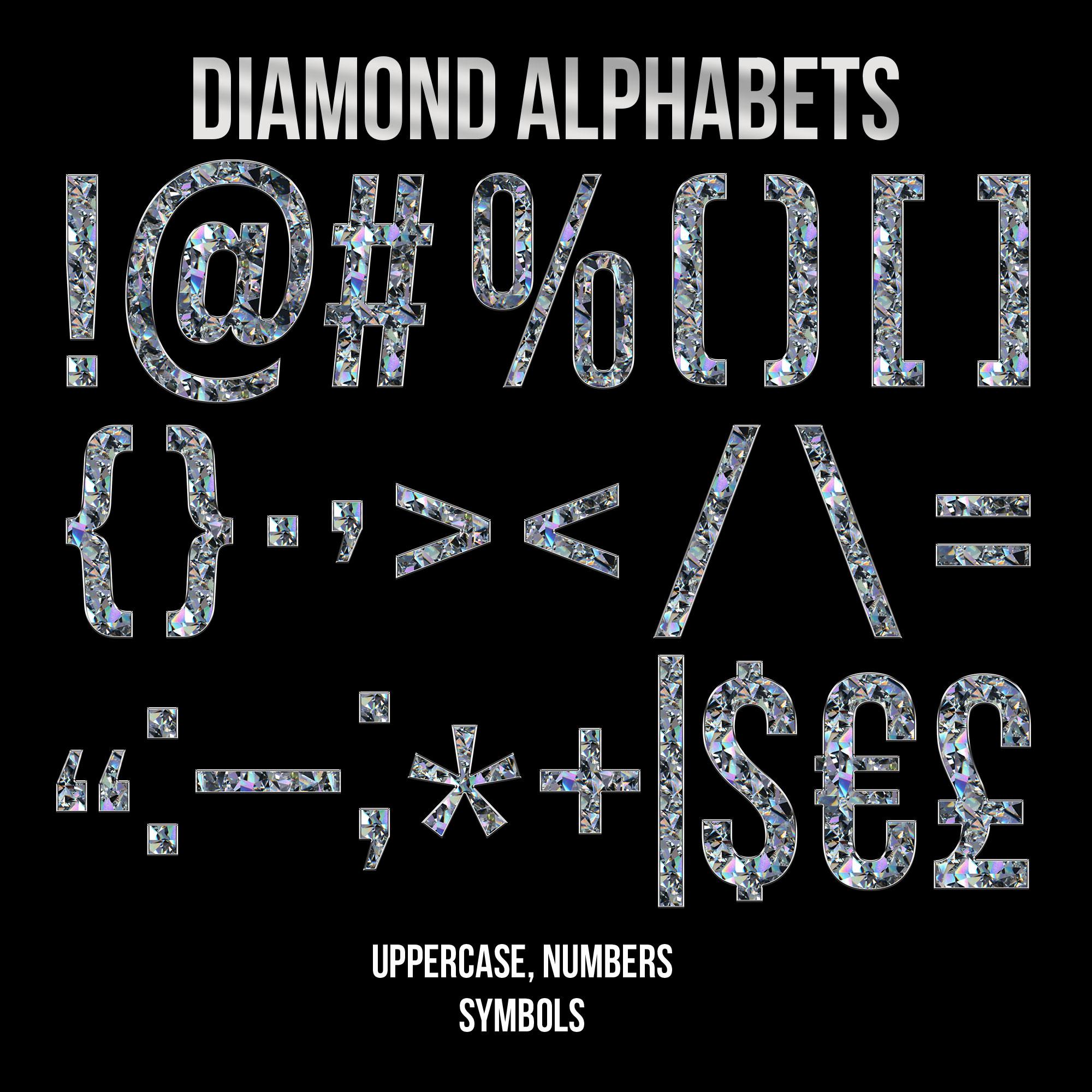 Digital Transparent Diamond Alphabets, Diamond Font Letters, Shiny ...