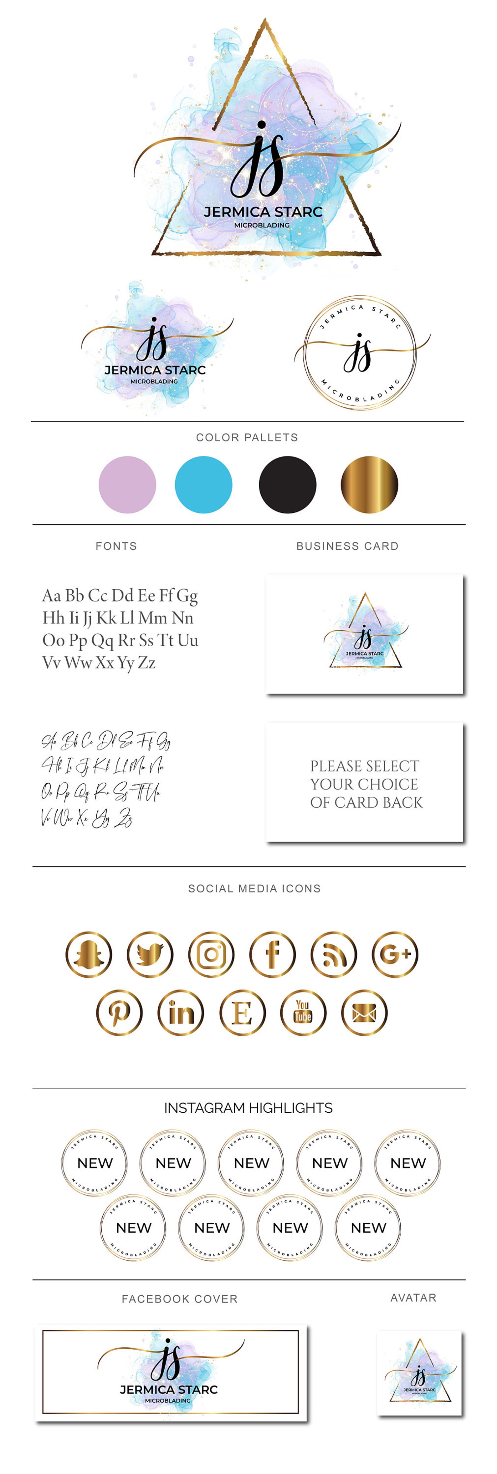 Pink Turquoise and Gold Triangle Logo Design Modern Stylish - Etsy