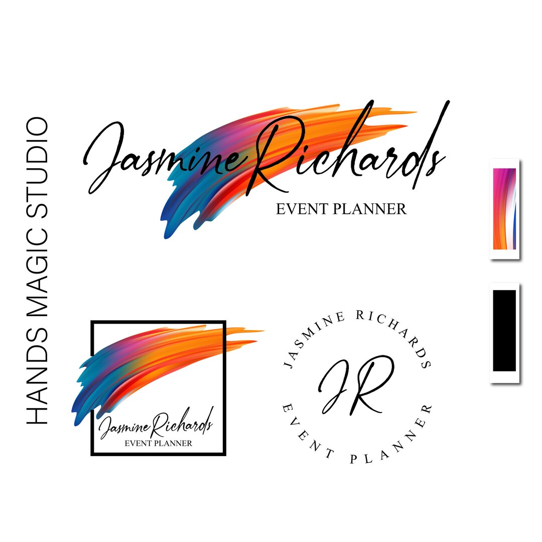 Digital Multicolored Brush Stroke Signature Logo Design, Event Planner ...