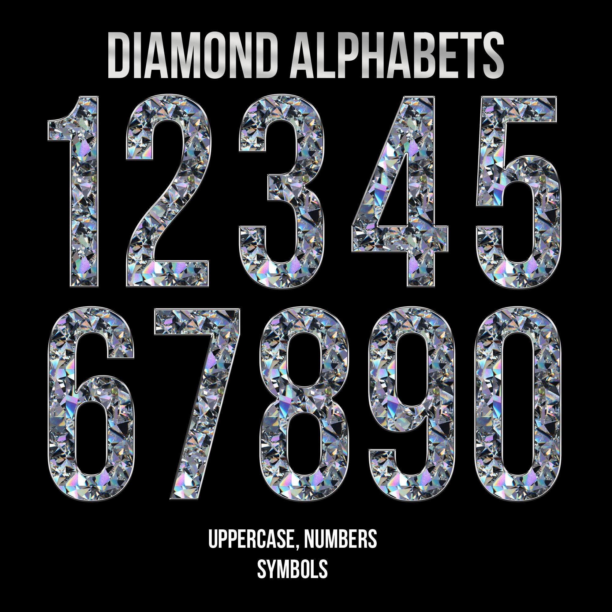 Digital Transparent Diamond Alphabets, Diamond Font Letters, Shiny ...