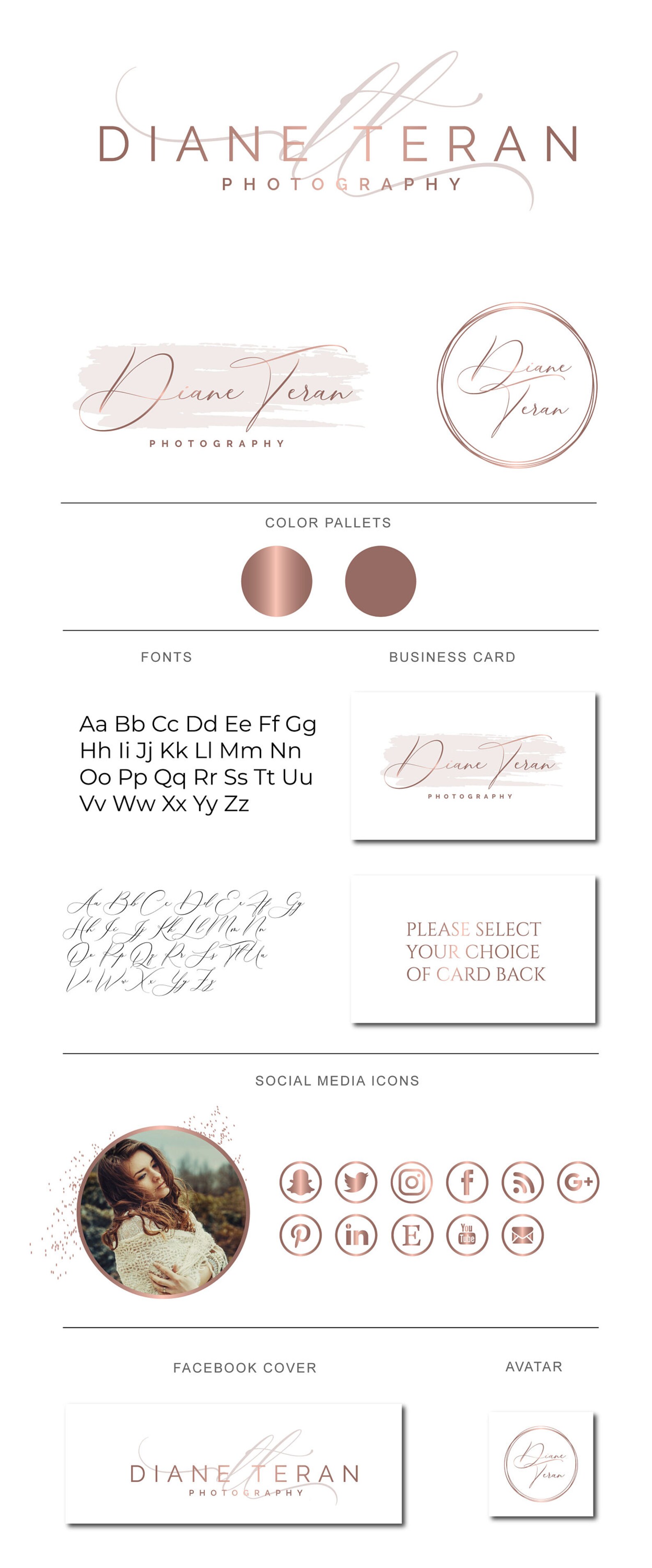 Elegant Rose Gold Premade Logo Design, Beauty Logo, Soft Color Logo ...