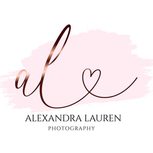 Premade Rose Gold and Blush Heart Logo Design, Elegant Metallic Heart ...