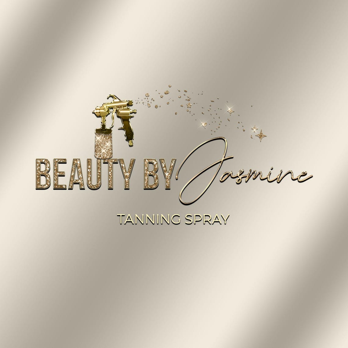 Digital Gold Shiny Spray Tanning Logo Design, Spray Glitter Logo Design ...