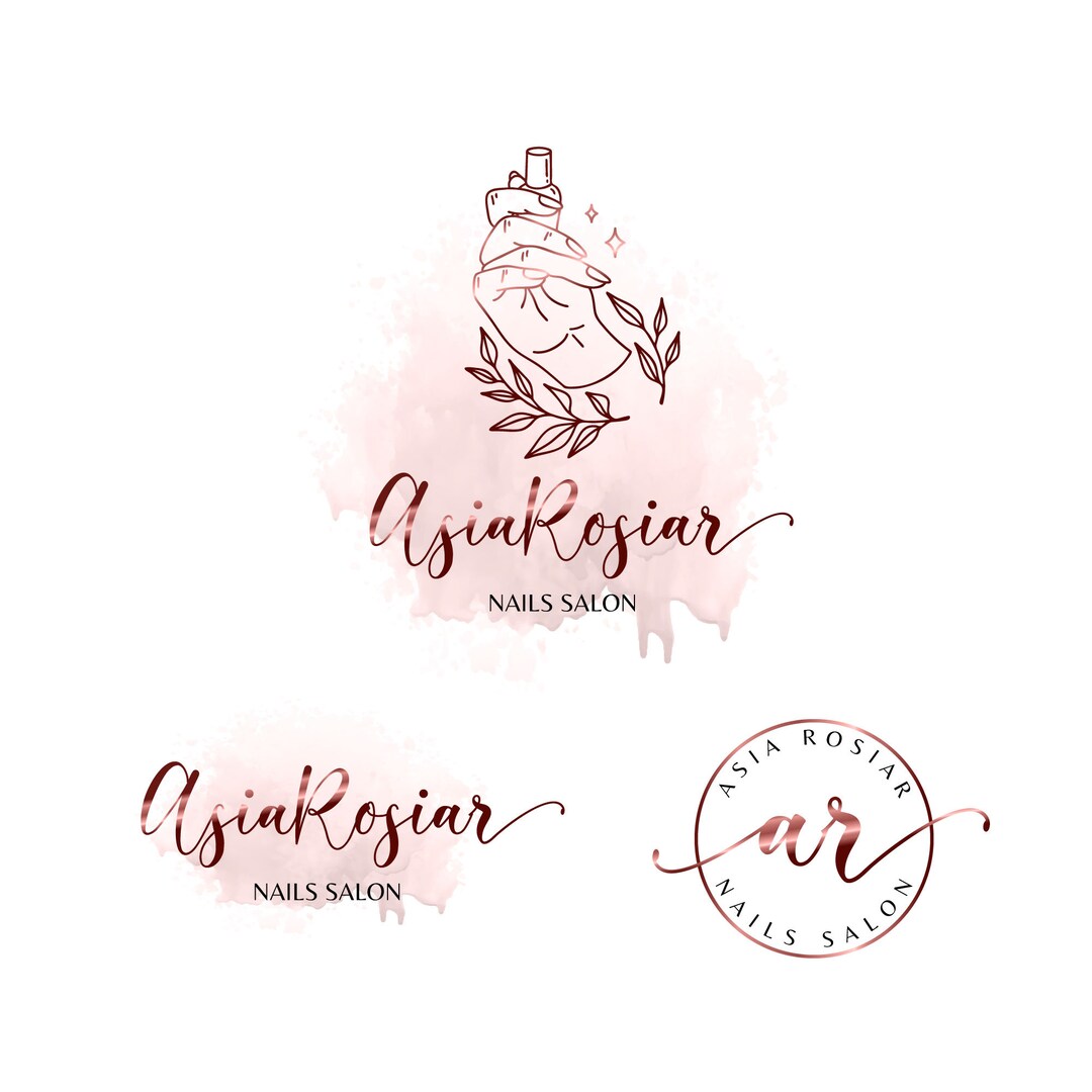 Beautiful Rose Gold Nail Polish Logo Design Nail Artist Logo - Etsy