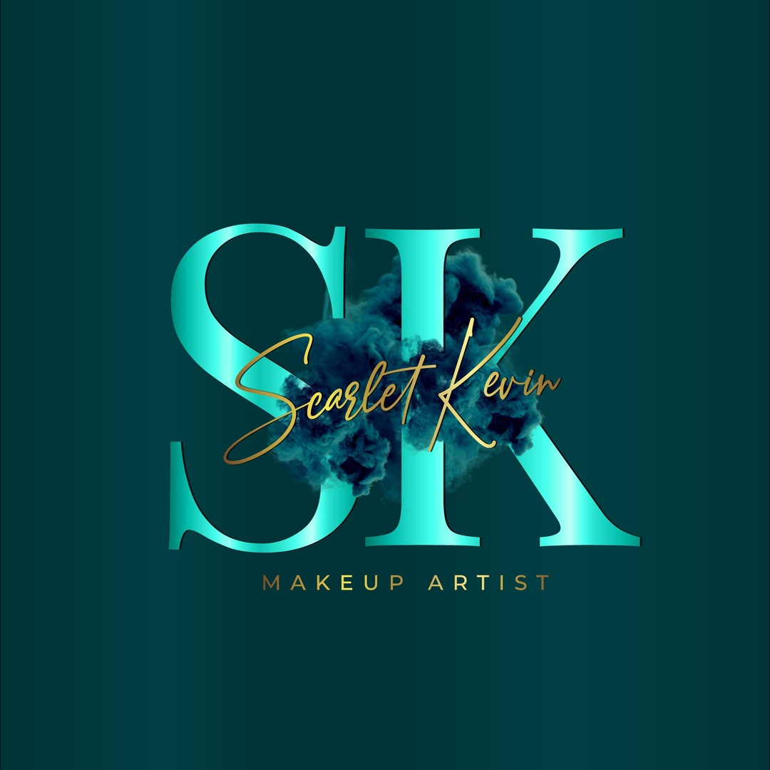 Premade Teal and Gold Logo Design, Unique Teal Blue Logo Design, Beauty ...