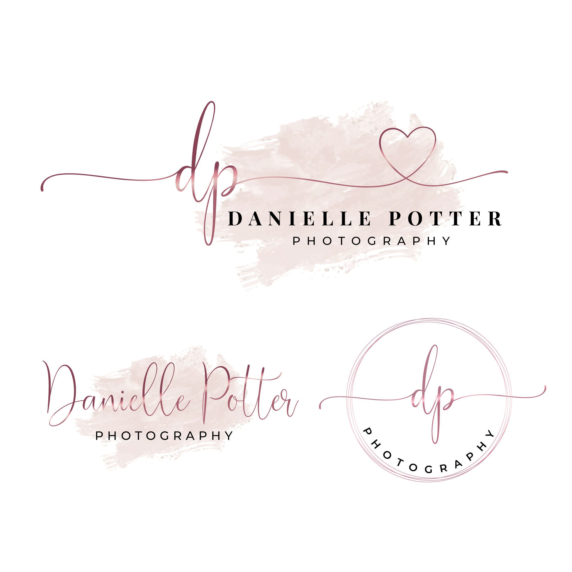 Beautiful Initials Heart Rose Gold Logo Design Makeup Logo | Etsy