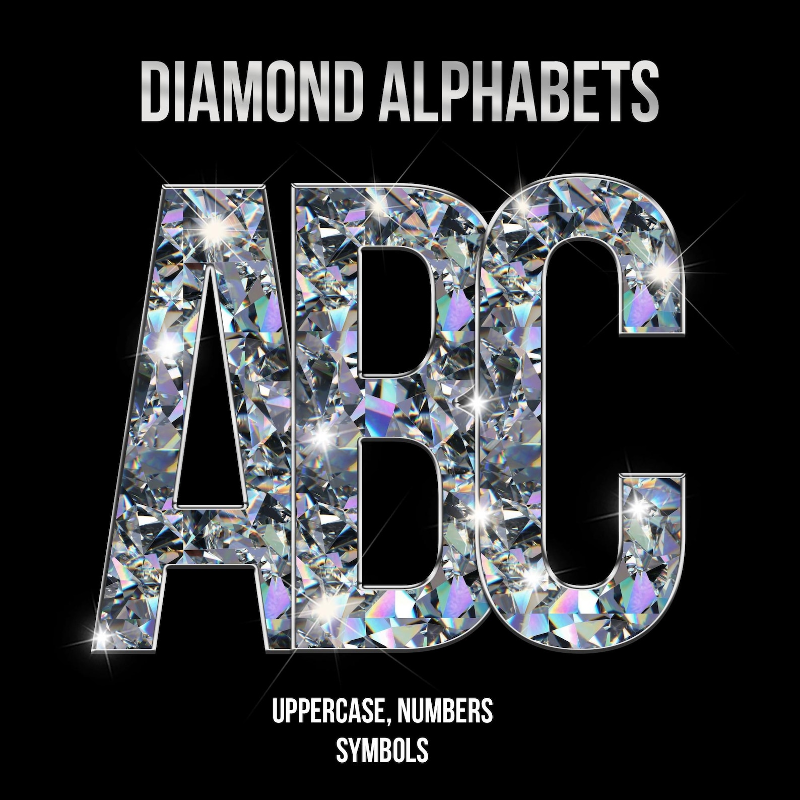 Digital Transparent Diamond Alphabets, Diamond Font Letters, Shiny ...
