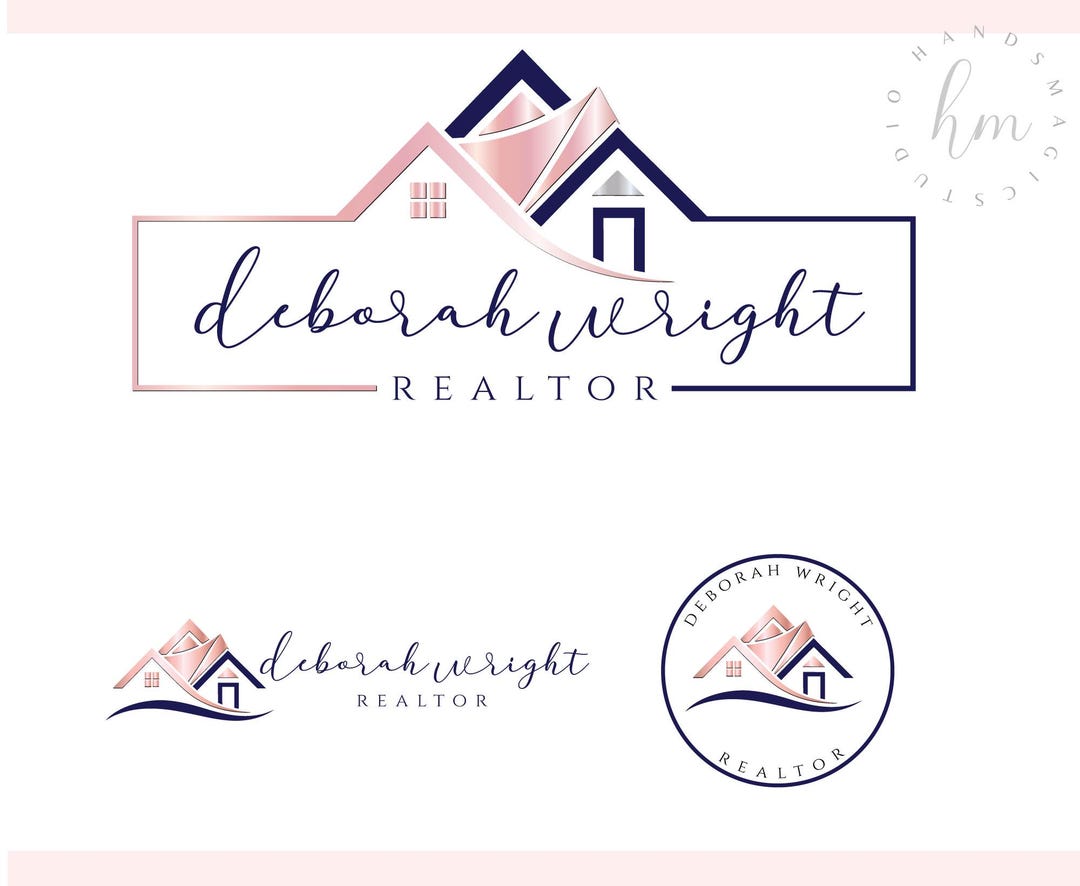 Beautiful Pink and Navy Realtor Logo Design, Real Estate Logo, House ...