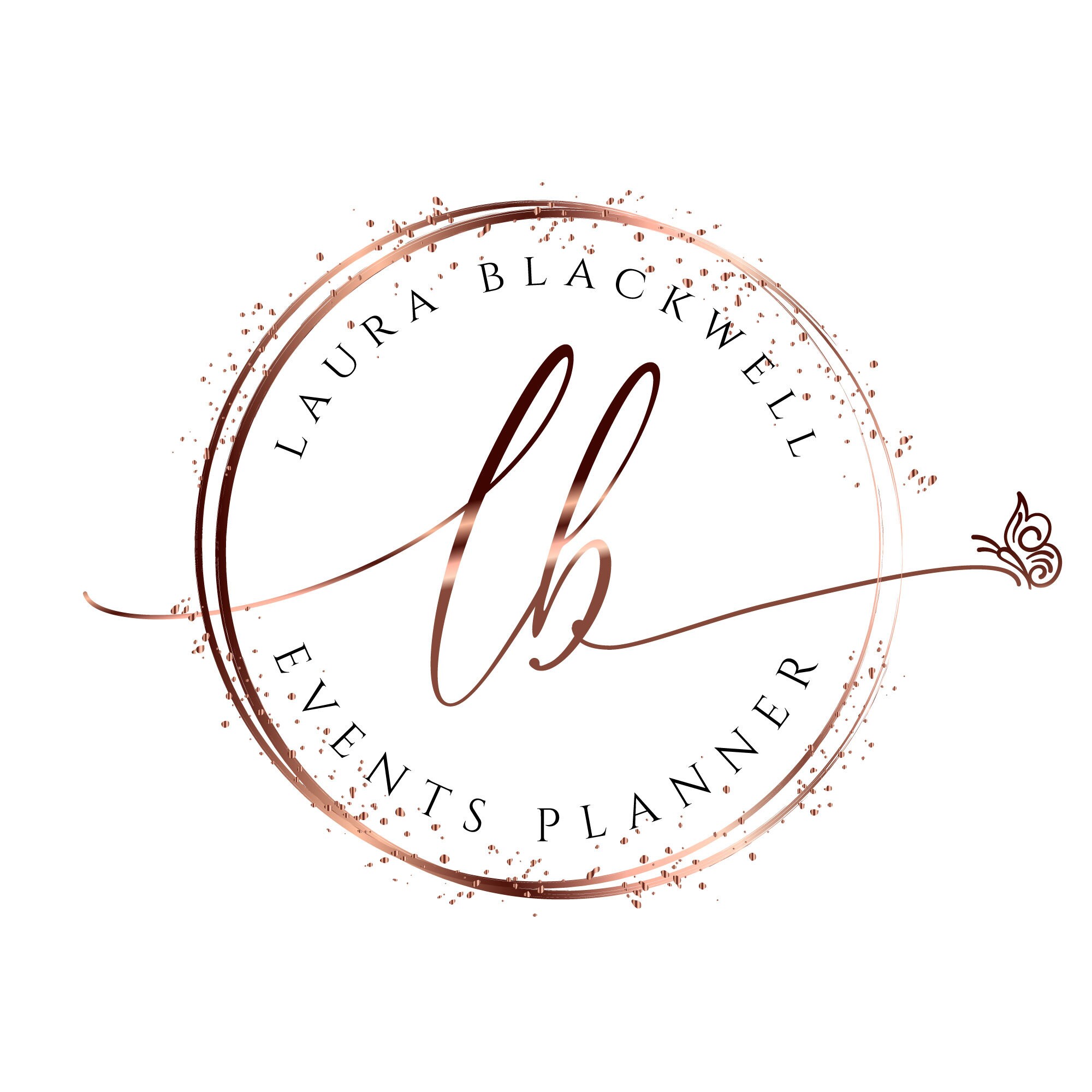 Gorgeous Rose Gold Glittery Logo Design With Butterfly Events - Etsy