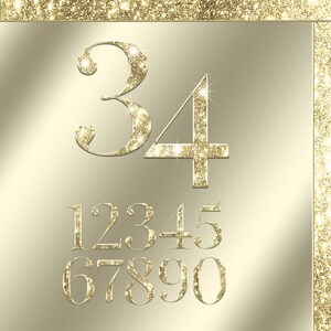 Modern Light Gold Glittery Digital Transparent Alphabets, Digital ...