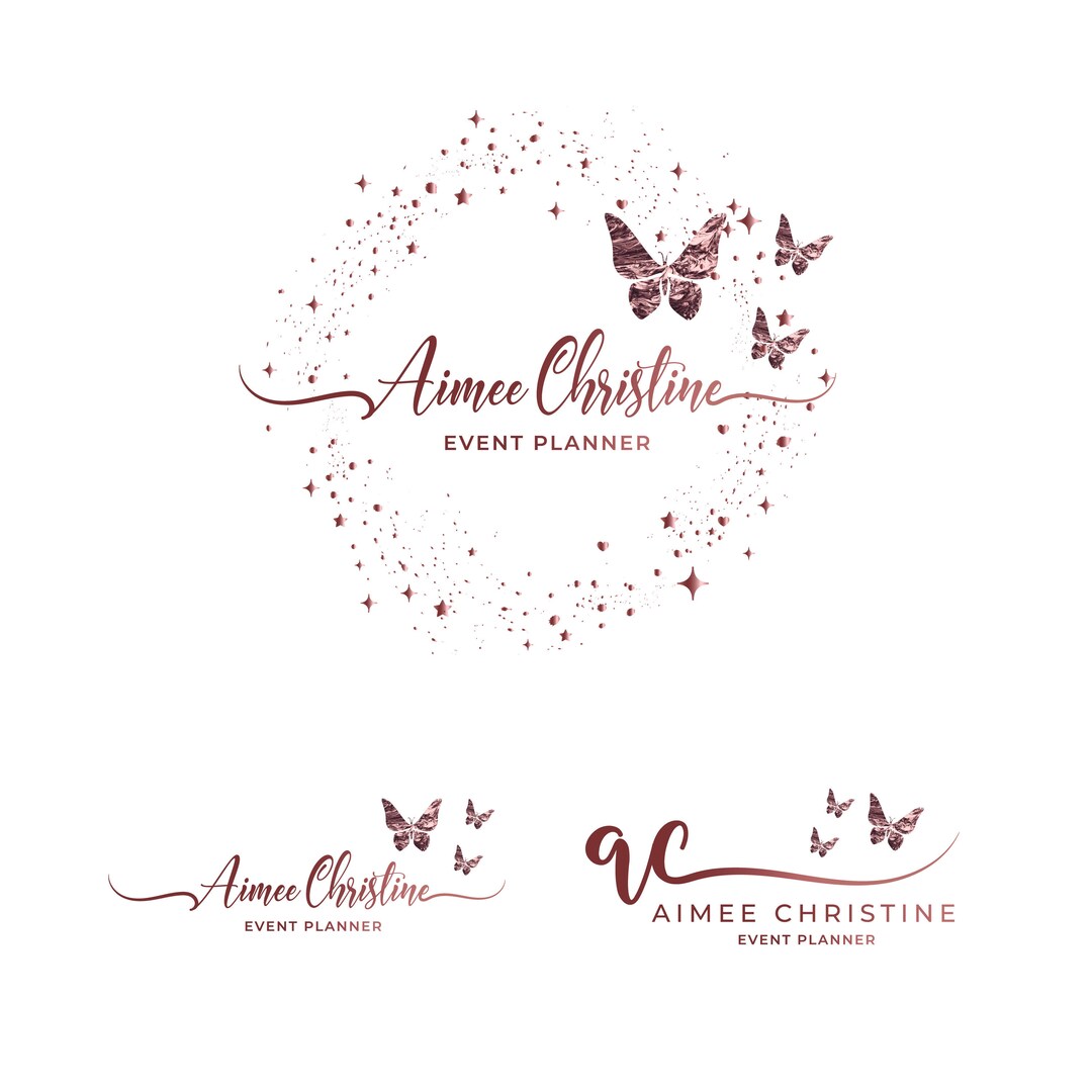 Premade Rose Gold Butterfly Stars Logo Design Beauty Logo - Etsy