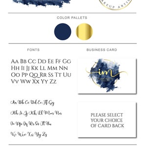 Premade Blue and Gold Logo Design, Watercolor Logo Design, Beauty Logo ...