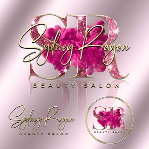 Digital Pink and Gold Glitter Logo Design, Beauty Logo, Salon Logo ...