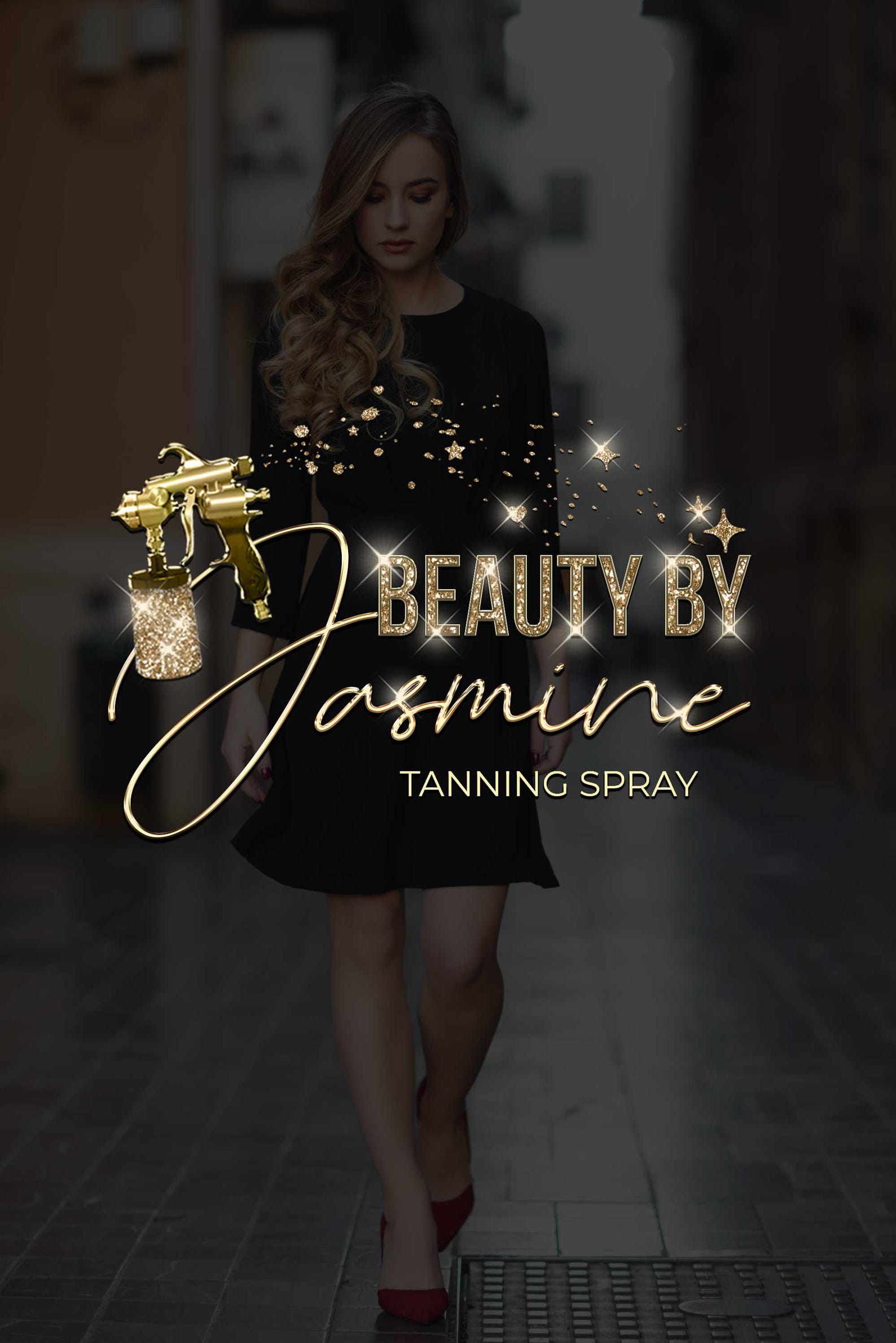 Digital Gold Shiny Spray Tanning Logo Design, Spray Glitter Logo Design ...