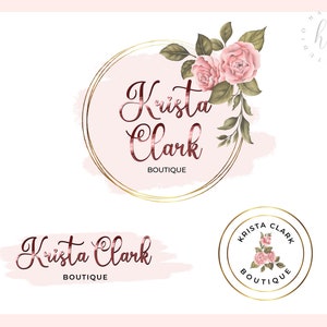 Modern Rose Gold Rose Flower Logo Design Boutique Logo - Etsy