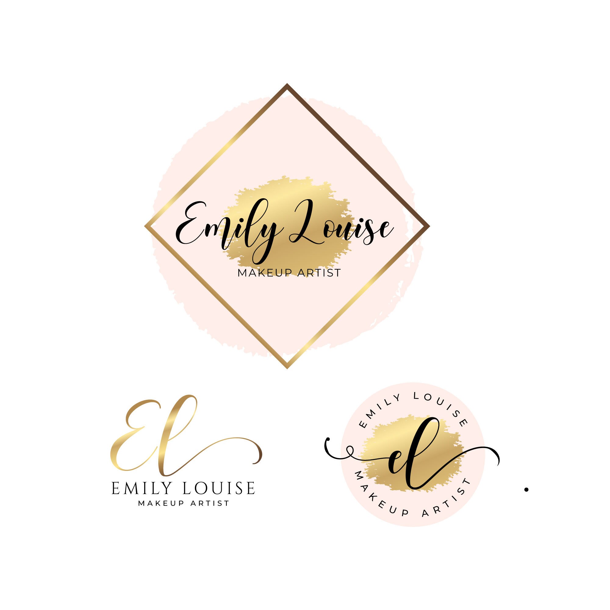 Premade Pink Gold Metallic Business Logo Beauty Logo Foil | Etsy