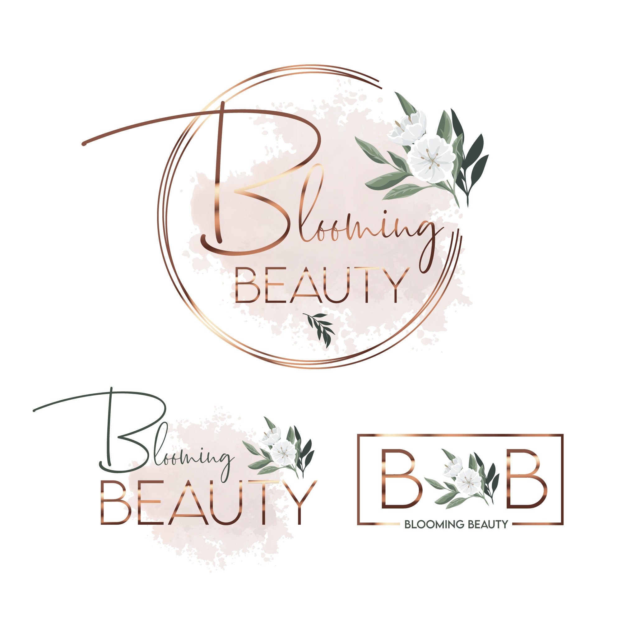 Paper & Party Supplies premade flower logo design Floral watercolor ...