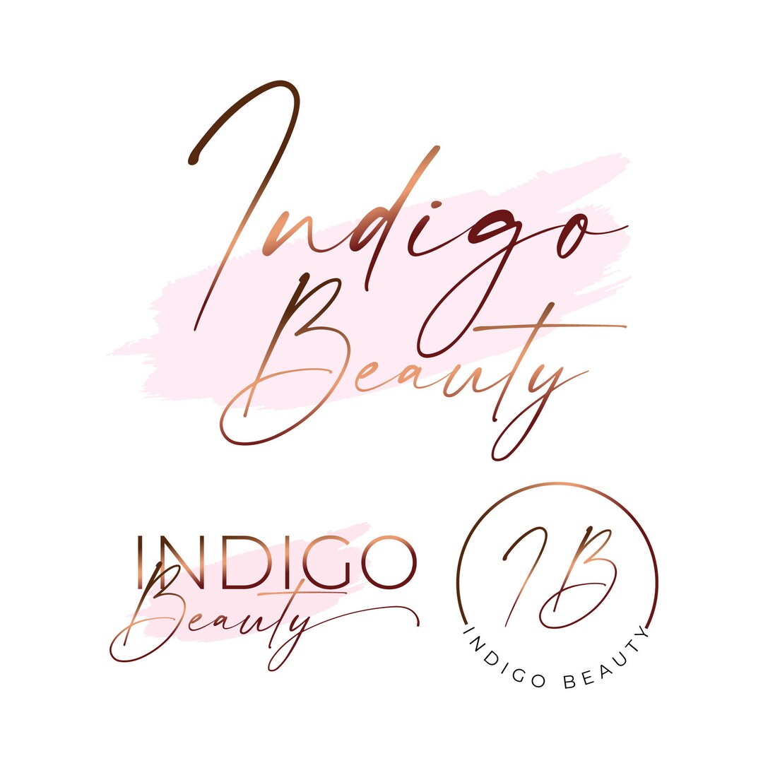 Premade Bronze Metallic Script Logo Pink Logo Logo Design - Etsy