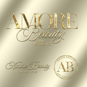 Modern Gold Glittery Logo Design, Beauty Logo, Fashion Logo, Makeup ...
