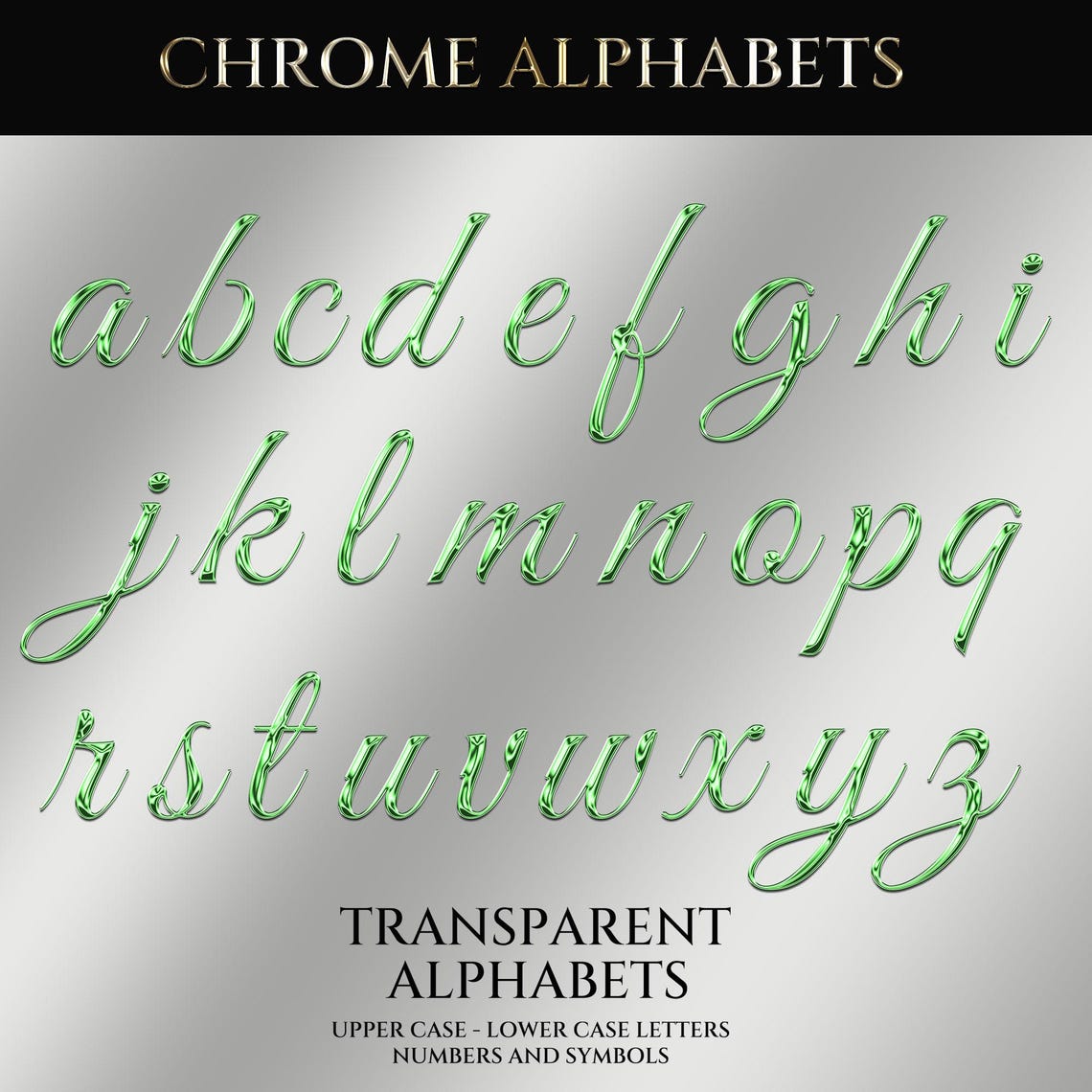 Shiny Lime Green Cursive PNG Letters, Transparent Alphabets, DIY Logo ...