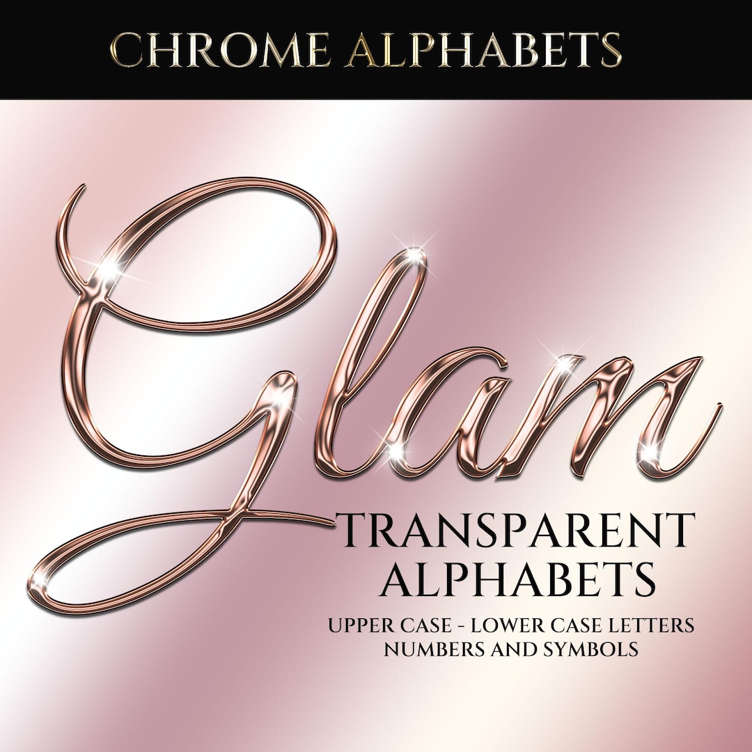 Digital Transparent Rose Gold Alphabets, Rose Gold Script Font Letters ...