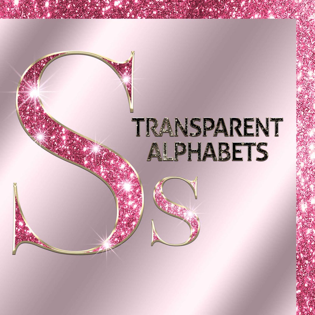 Modern Glittery Pink Gold Alphabets, Digital Alphabets, Glitter Font ...