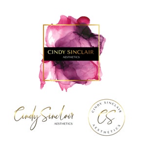 Gorgeous Pink and Gold Metallic Logo Design, Modern Watercolor Logo ...