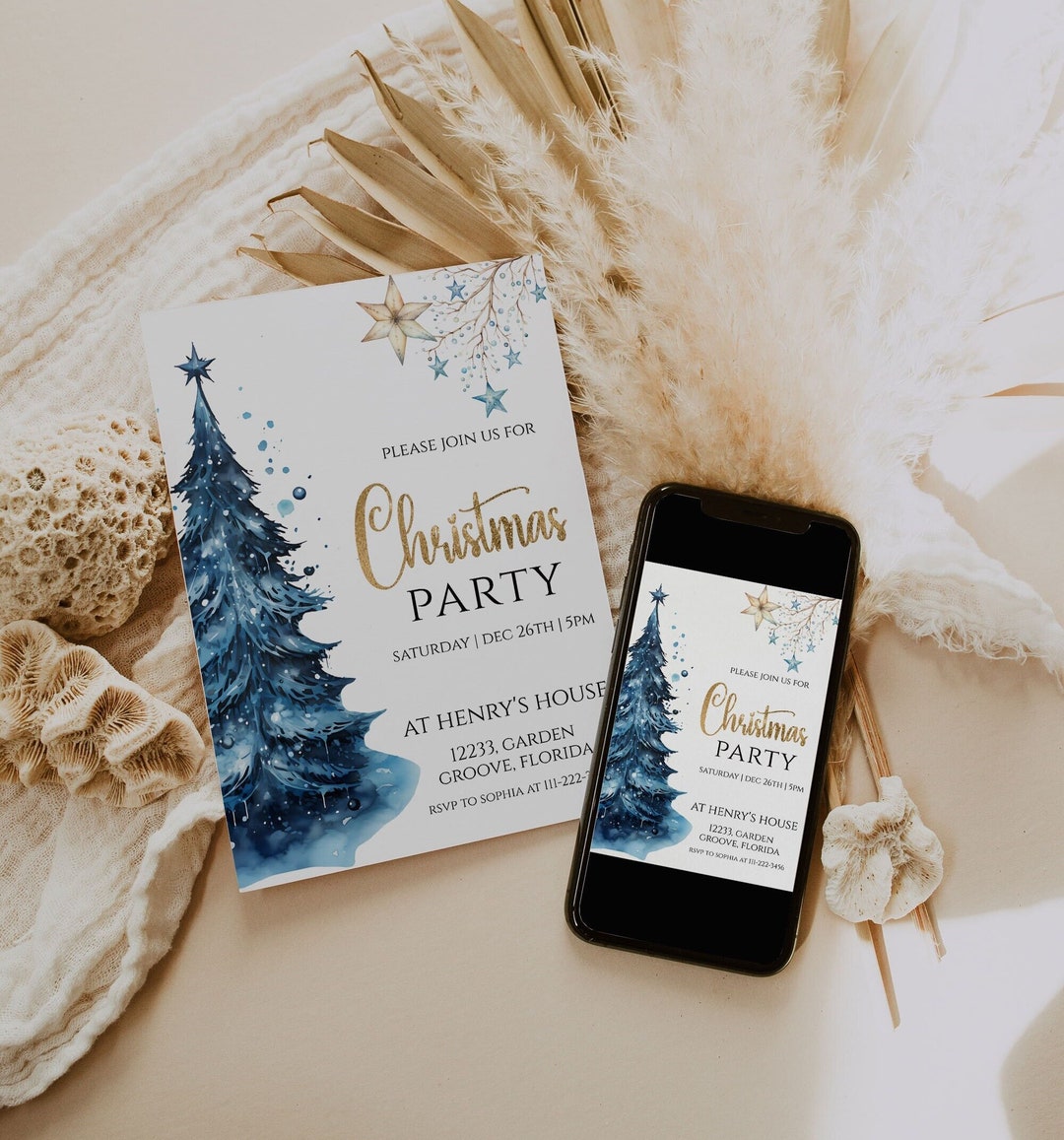 Digital Christmas Party Invitation Editable Electronic - Etsy