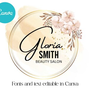 Modern Beige Floral Editable Logo Design, Instant Download, DIY Logo ...