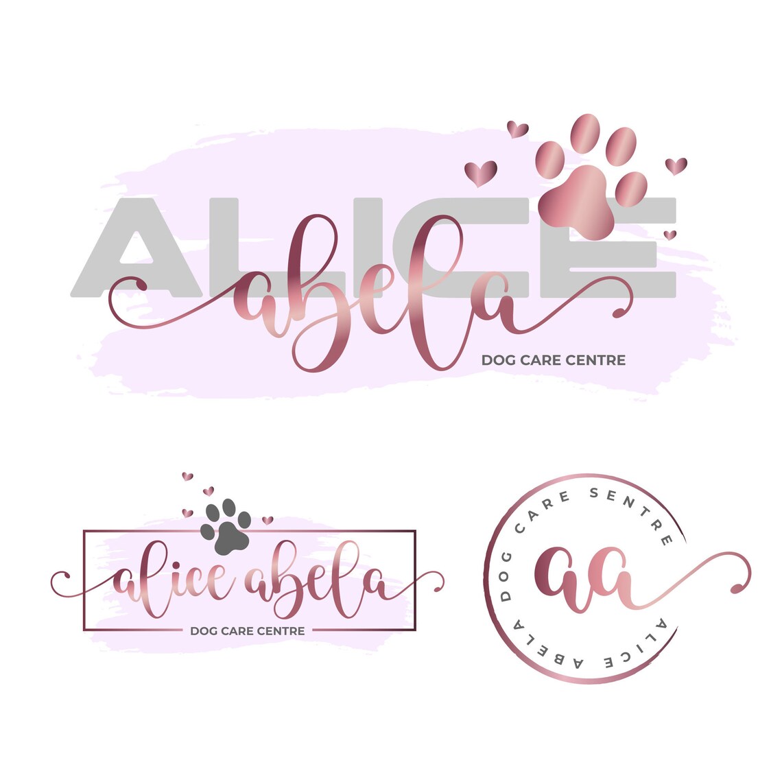 Beautiful Blush and Rose Gold Dog Paws Logo Design Metallic - Etsy