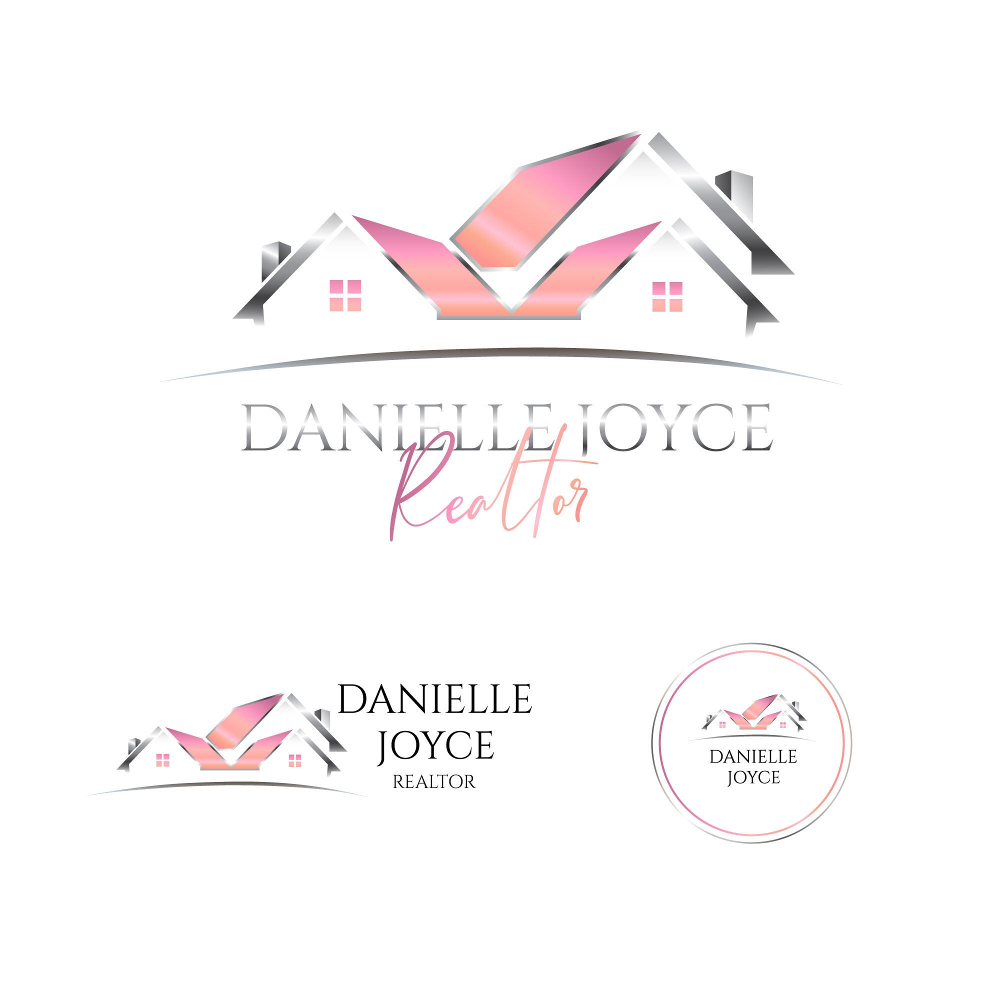 Stationery Paper & Party Supplies Black & Pink Realtor Logo Watercolor ...