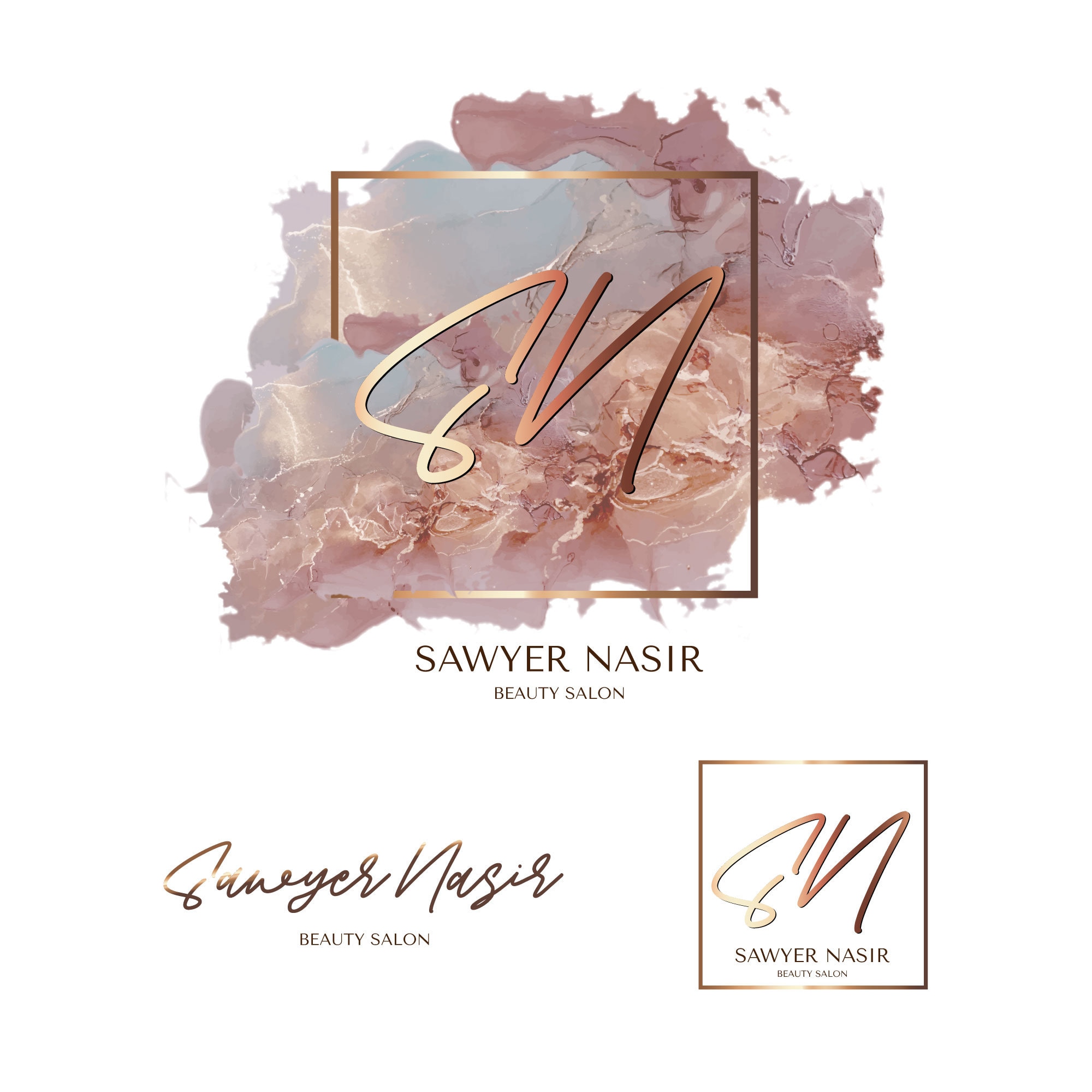 Beautiful Rose Gold Marble Effect Watercolor Logo Design - Etsy