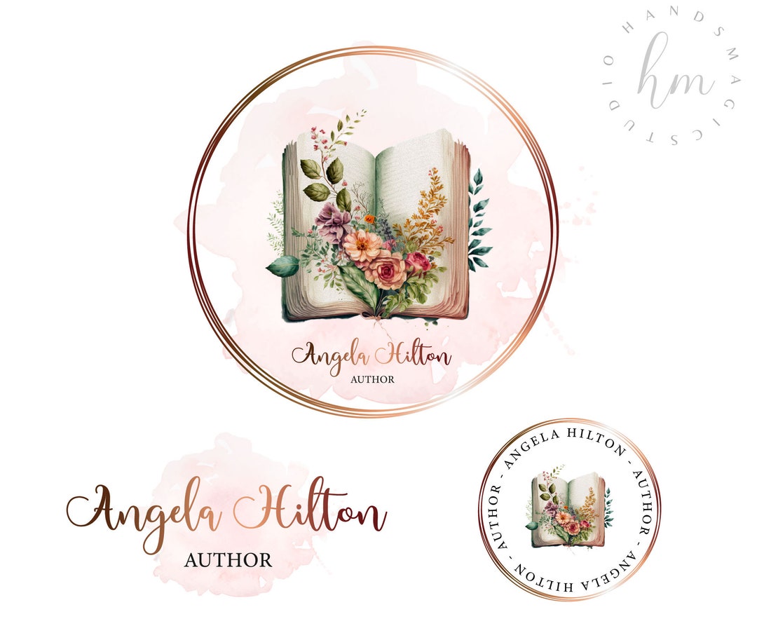 Beautiful Floral Book Logo Design, Watercolor Logo, Author Logo ...