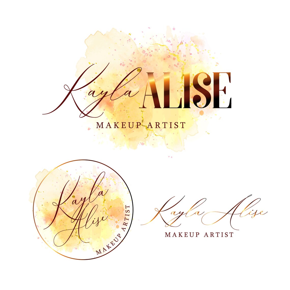 Beautiful Watercolor Metallic Calligraphy Logo Design Makeup - Etsy