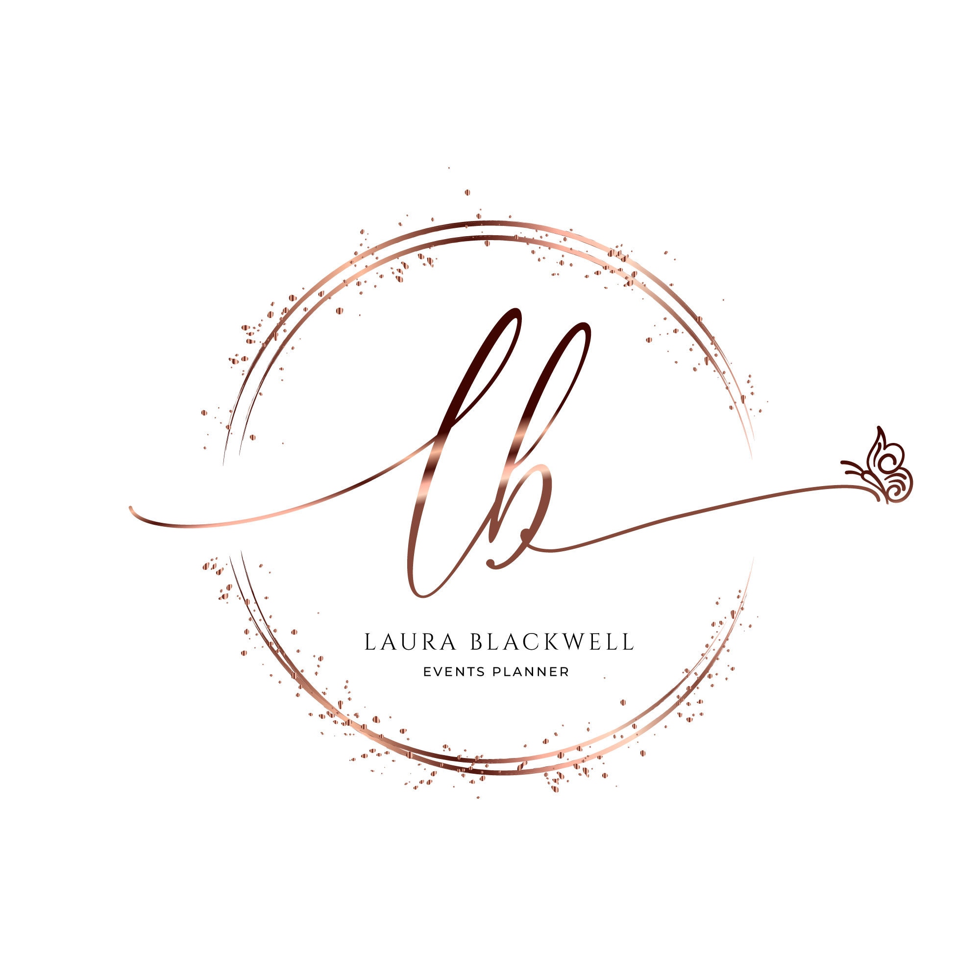 Gorgeous Rose Gold Glittery Logo Design With Butterfly Events - Etsy