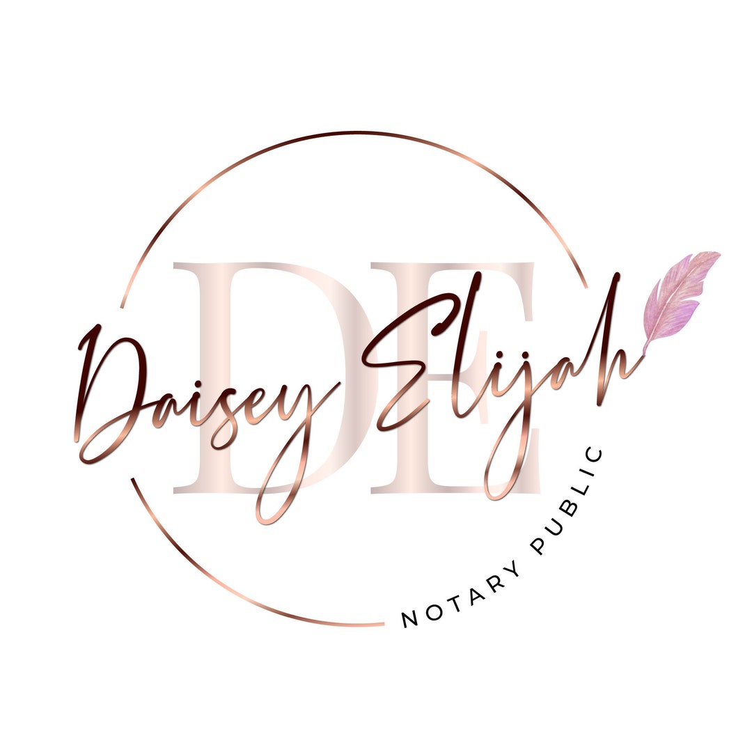 Beautiful Rose Gold Notary Logo Design, Feather Pen Logo, Metallic Logo ...