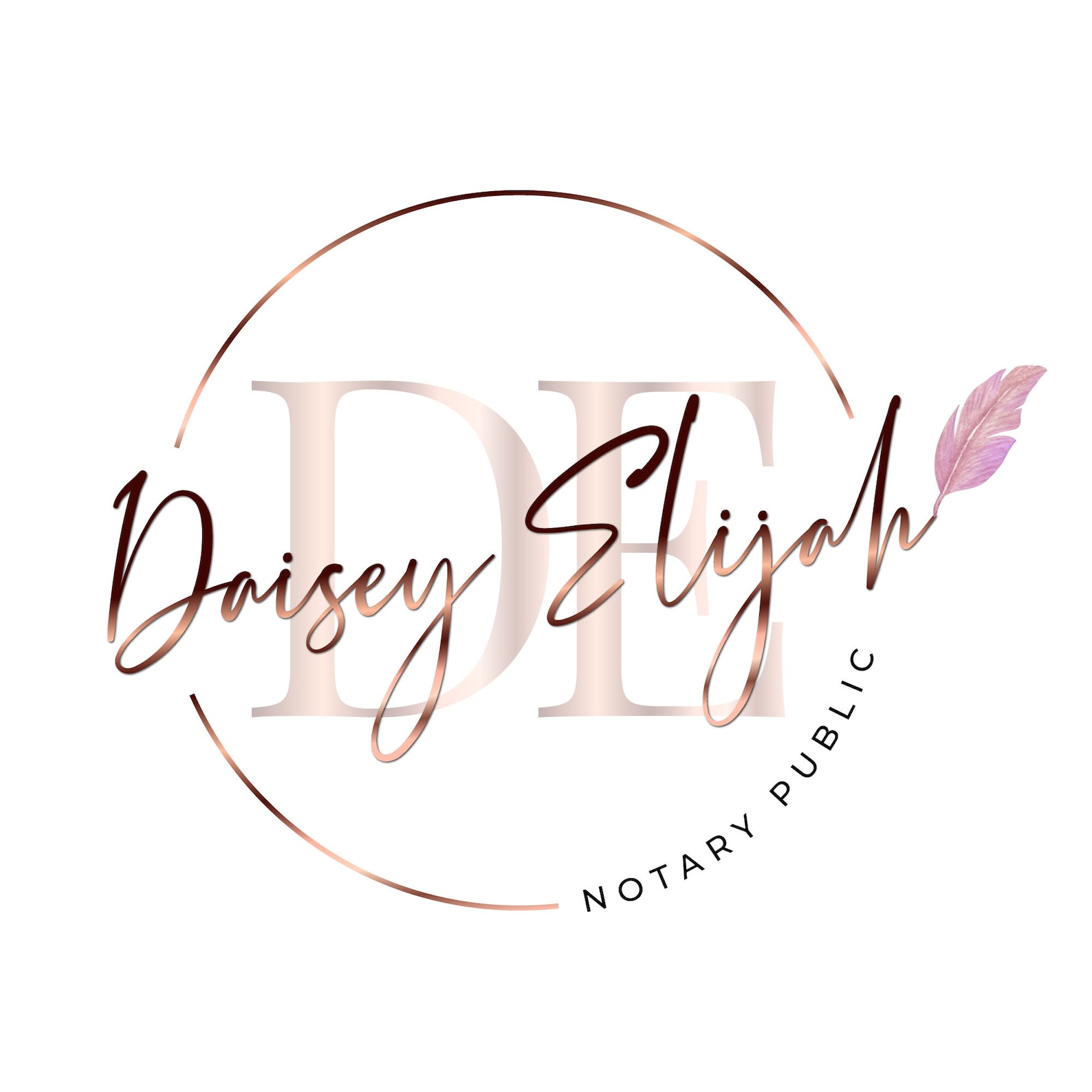 Beautiful Rose Gold Notary Logo Design, Feather Pen Logo, Metallic Logo ...